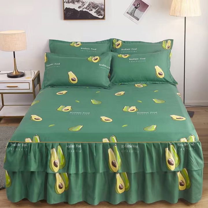 Bed Skirt(3 In1 Queens King Non Slip Bedspread Mattress Protective