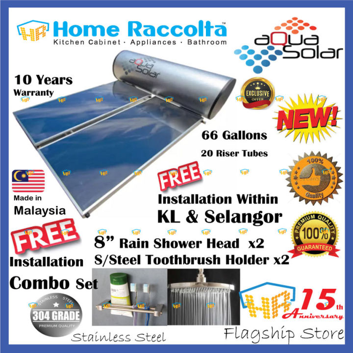 Aqua Solar Water Heater L66 L-Series Solar Panel AQUA SOLAR 66 Gallons ...