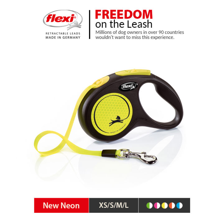 Flexi New Neon สายจูงสุนัขสะท้อนแสงนีออนพับเก็บได้แบบใหม่เชือกจูงเชือก ...