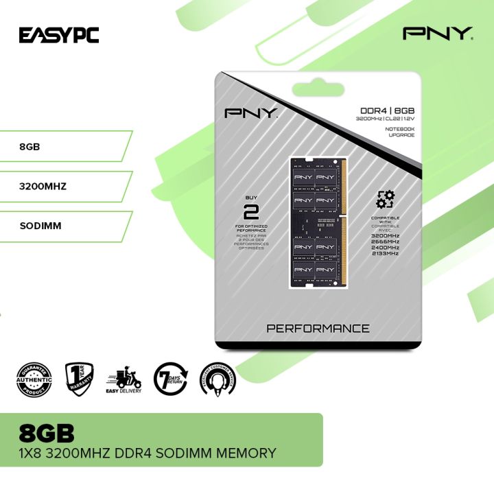 PNY 8gb 1x8 3200mhz Ddr4 Sodimm Memory Backwards compatible with lower ...