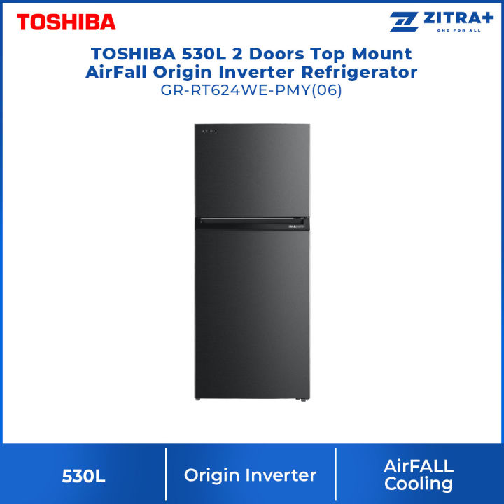 Toshiba 530L 2 Doors Top Mount AirFall Origin Inverter Refrigerator GR ...