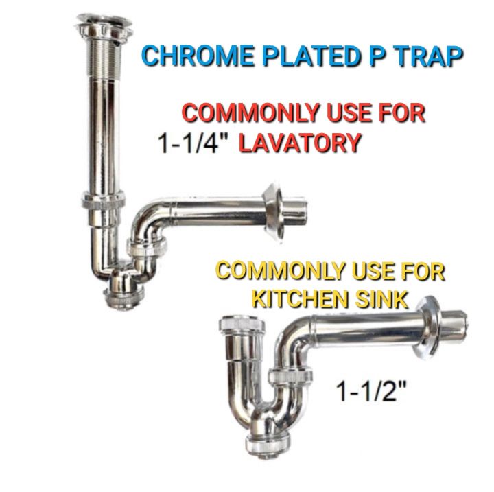 CHROME PLATED PLASTIC PTRAP LAVATORY P TRAP 1-1/4, SINK P-TRAP 1-1/2 ...