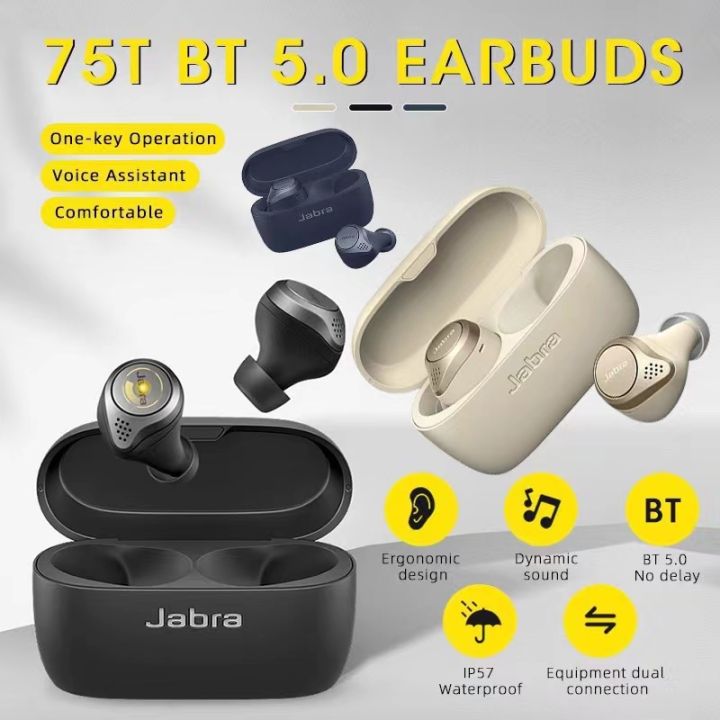 Jabra Elite 75t TWS Wireless HIFI Call Noise Reduction Stereo Universal ...