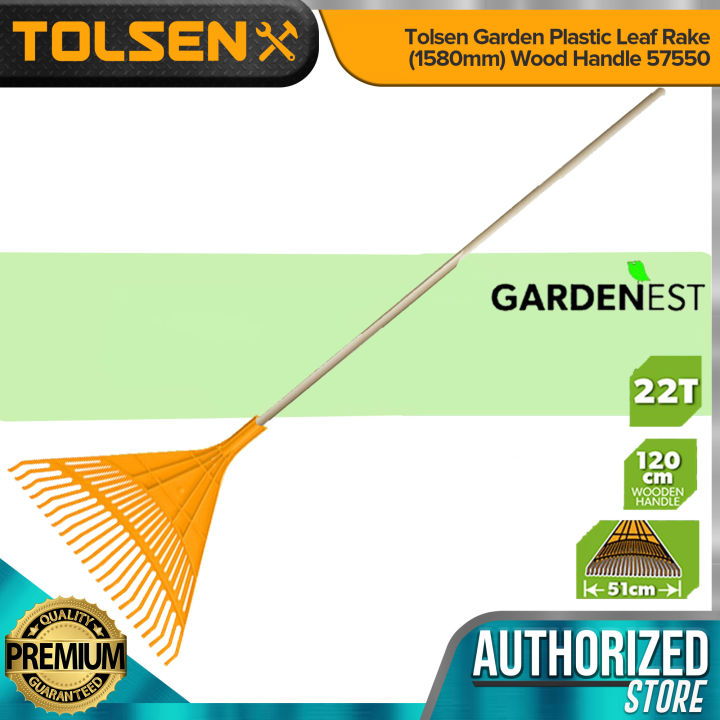 Tolsen Garden Plastic Leaf Rake (1580mm) Wood Handle 57550 | Lazada PH