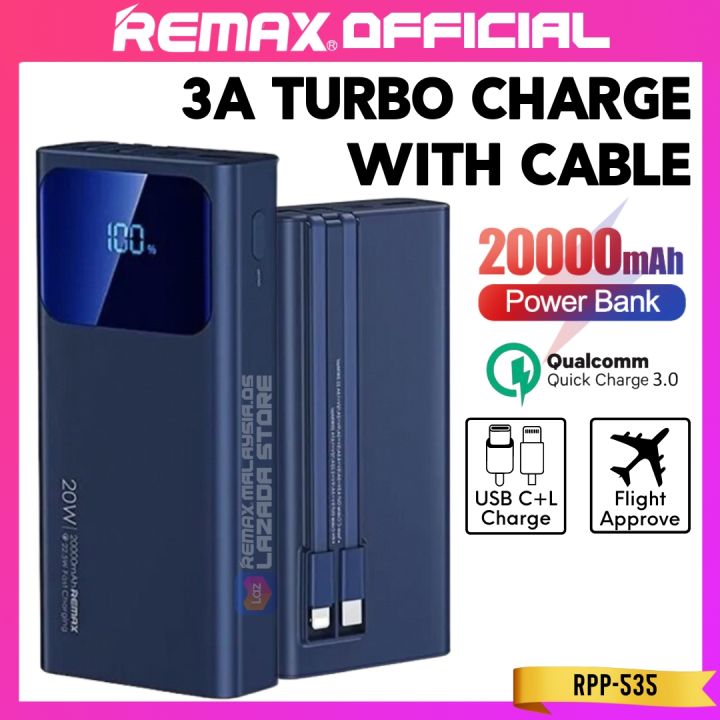 REMAX OFFICIAL Super Fast Turbo Charging 3A Powerbank With Cable ...