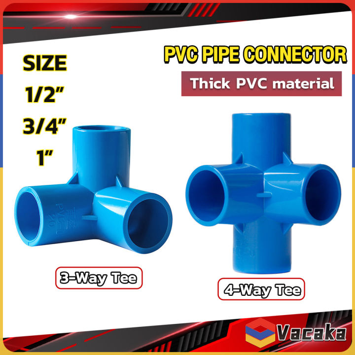 PVC Pipe Connector 3/4" 1/2" 1" Water Line 3-Way Tee 4-Way Tee for Pipe ...