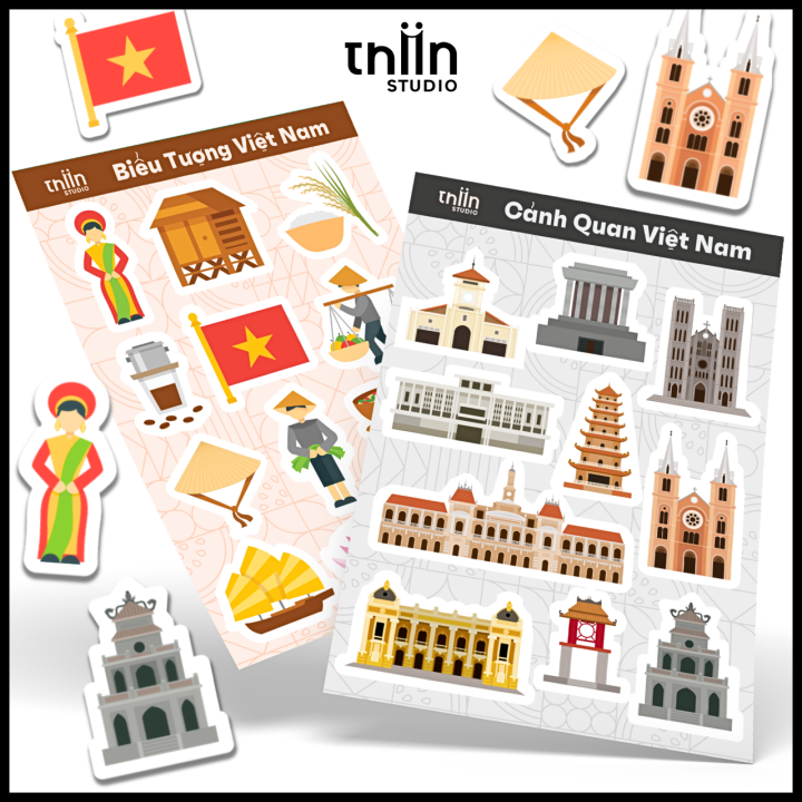 Sticker Cảnh Quan Việt Nam THIIN STUDIO, hình dán chống nước, sticker ...