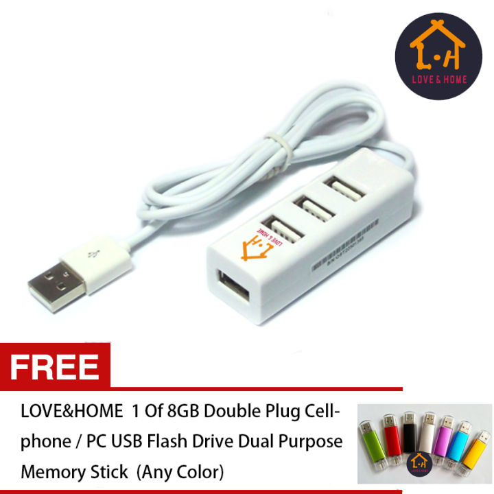 UPPER Portable High Speed 4 Ports 2.0 USB Hub Long Extension Cable ...