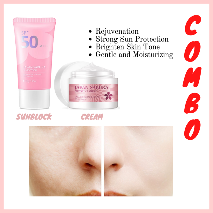 Sakura Bundle (Sunblock + Cream) Sakura Whitening Sunscreen SPF50 ...