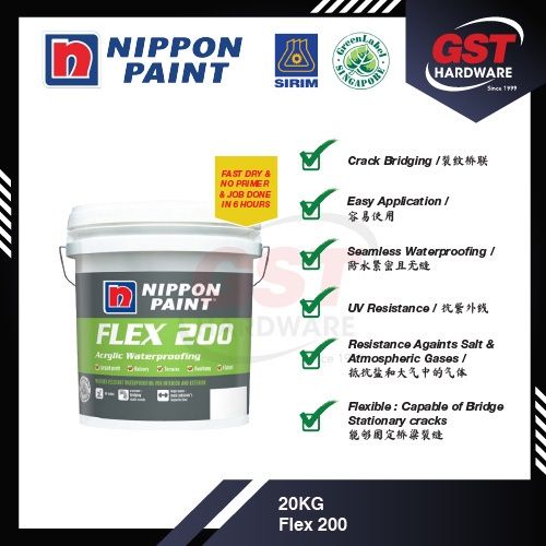 Nippon Paint Flex 200 Acrylic Waterproof Paint Coating 20KG Cat Kalis Air | Lazada