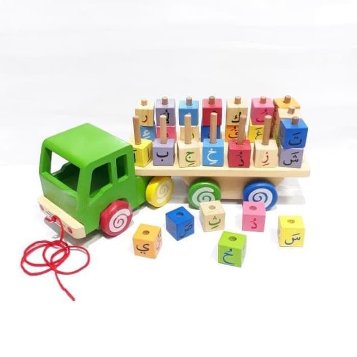 Mainan Kayu Edukasi Anak [SNI] Mainan Edukasi Truk Kayu Huruf Hijaiyah ...