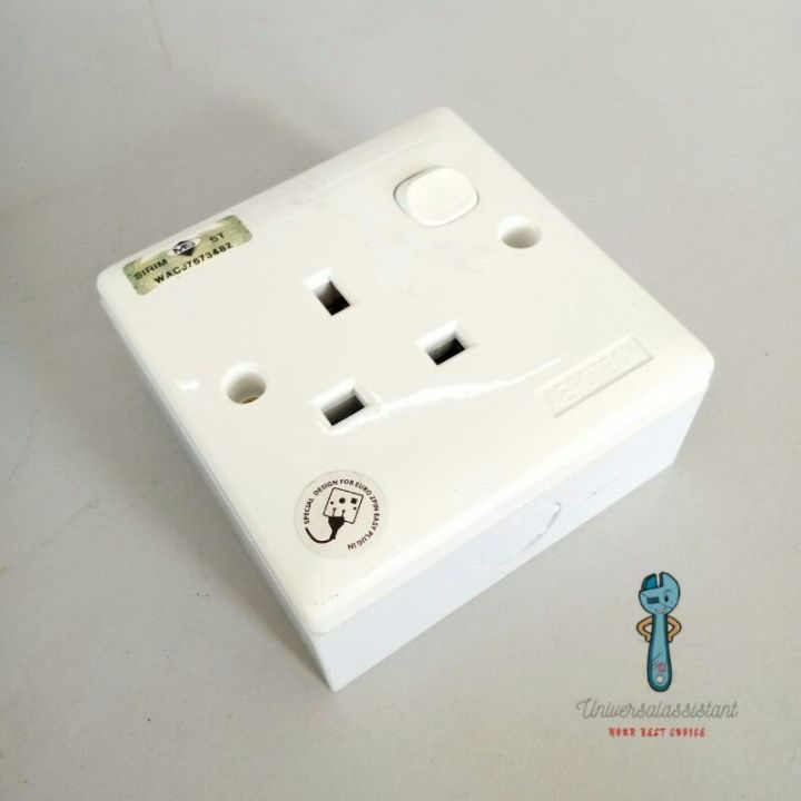 【1 set Socket+Nut Box】13A Single Electric Switch Wall Socket & 3x3 ...