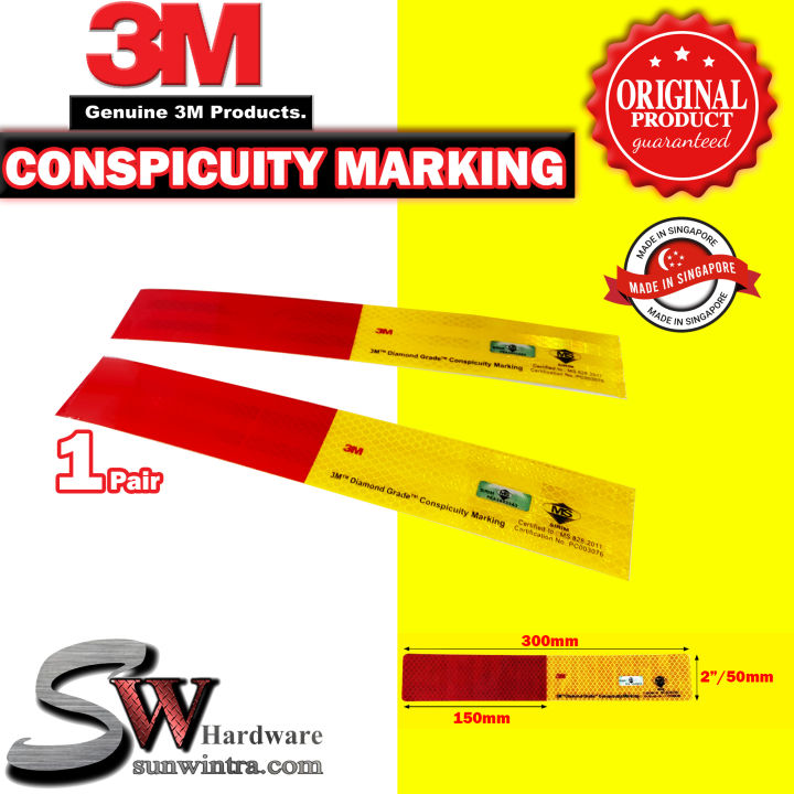 [Original] 2KEPING 50mm x 300mm 3M Side Marking (RED/YELLOW) 3M ...