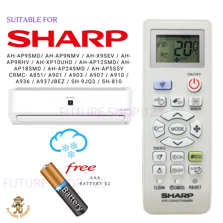 Sharp Air Cond Remote Control Replacement Ion ECO INVERTER Aircon Spare ...