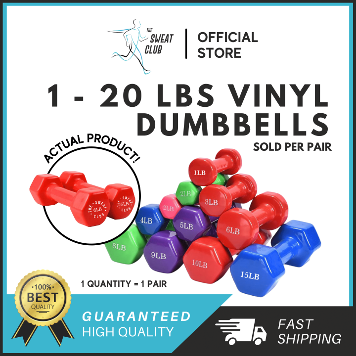 THE SWEAT CLUB 1 - 20 LBS Pair Of Vinyl Dumbbells Lady Dumbbell Set ...