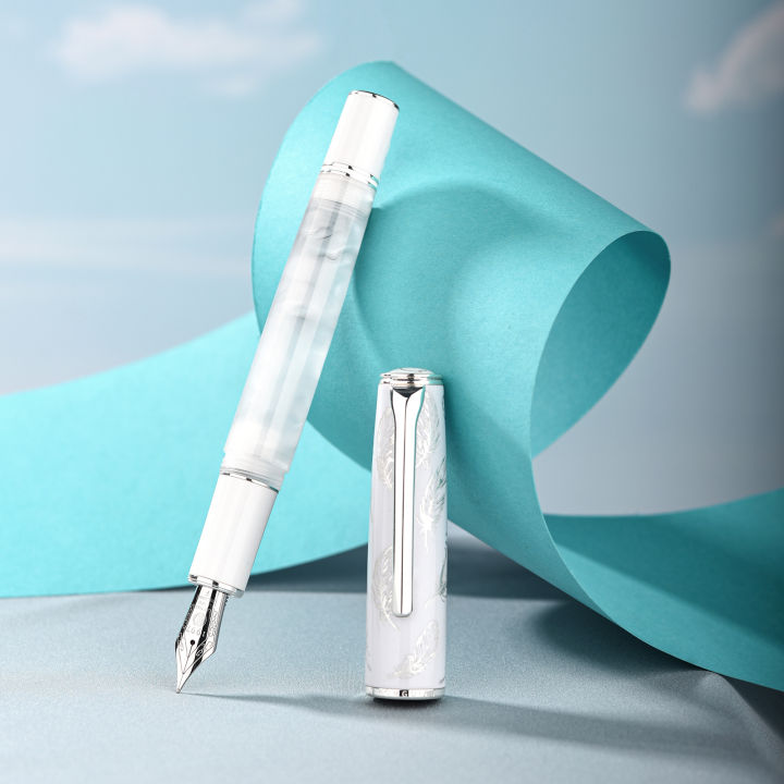 Hongdian N8 Resin Fountain Pen Beautiful Feather Cap Ink Pen EF/F/M Nib ...
