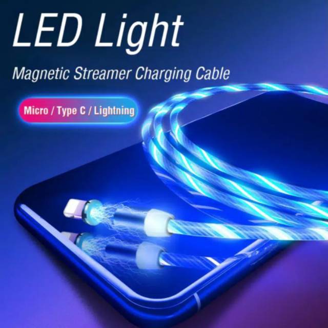 KeykhiaStore Kabel Magnetic LED Usb 3 in 1 Type C / Micro / Iphone Lightning | Lazada Indonesia