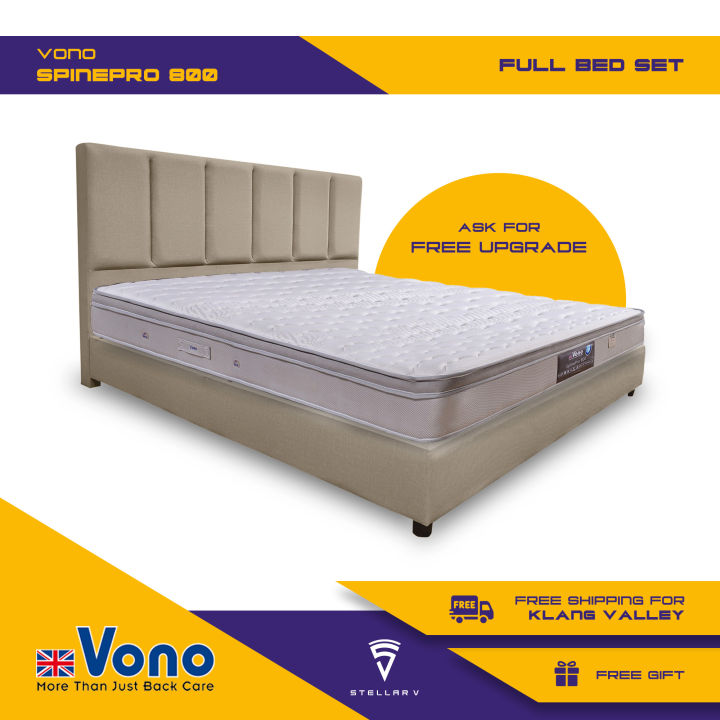 Vono SpinePro 800 Full Bed Set, 10.5 inch Intalok Spring Mattress + Bed ...