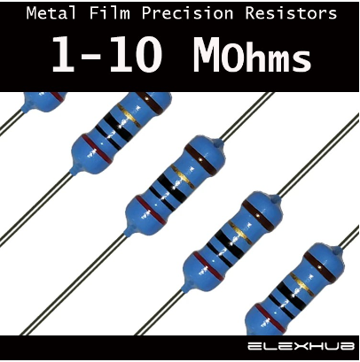 Resistor Metal Film 1-10 MOhms 1/4W 1M 1.8M 2M 2,2M 4.7M 5.1M 10M ...