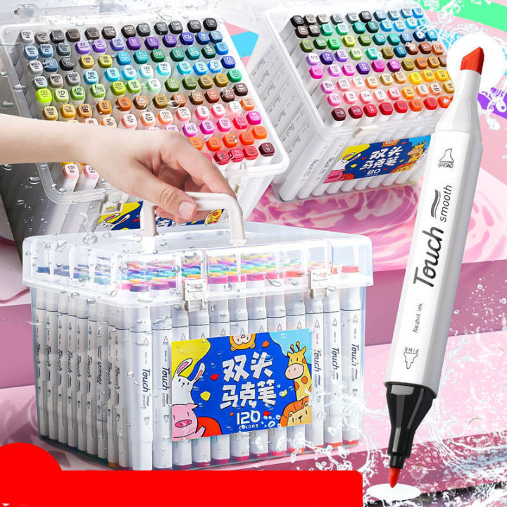 24 /48 Pieces Smooth Touch Double Ended Color Pen Marker Set Sketch Art ...