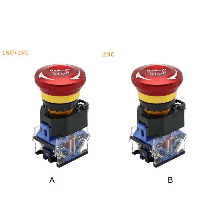 22mm 10A Metal Emergency Stop Pushbutton Switches Self-Locking For ...