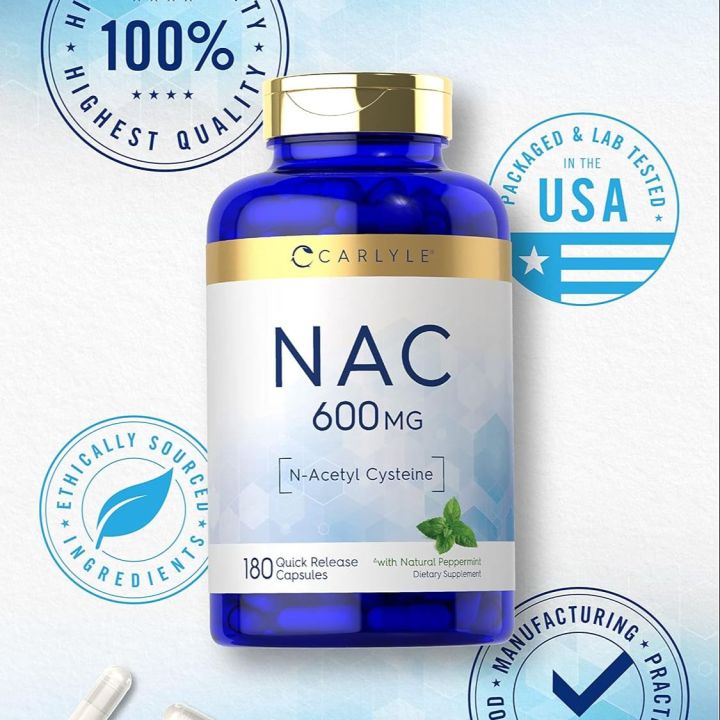 Carlyle NAC N-Acetyl Cysteine 600mg 180 Capsules - antioxidant ...