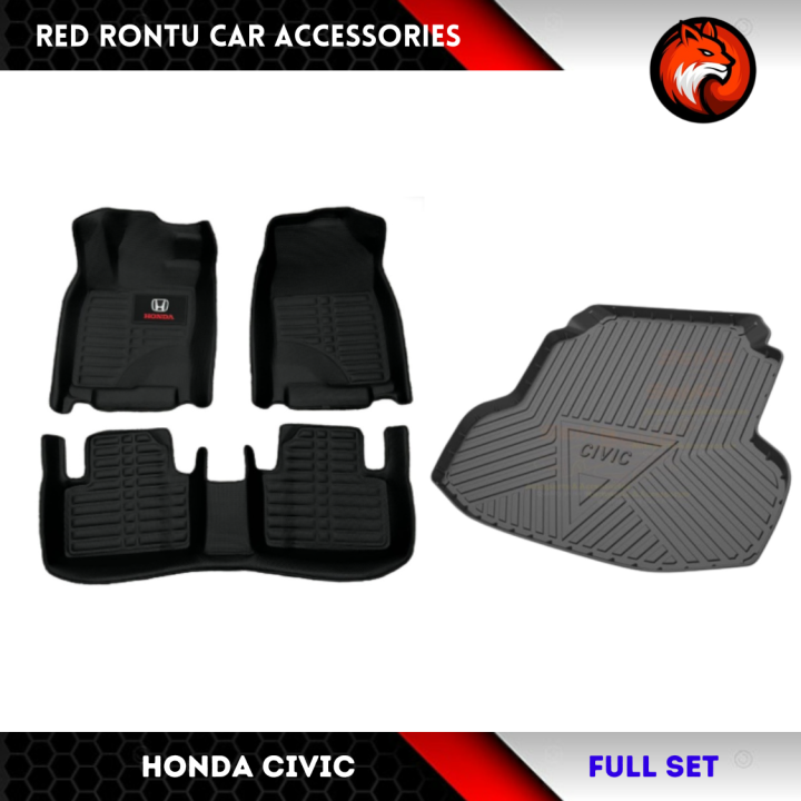 2016-2023 Honda Civic FC Full Car Matting - Diamond Deep Dish Matting ...