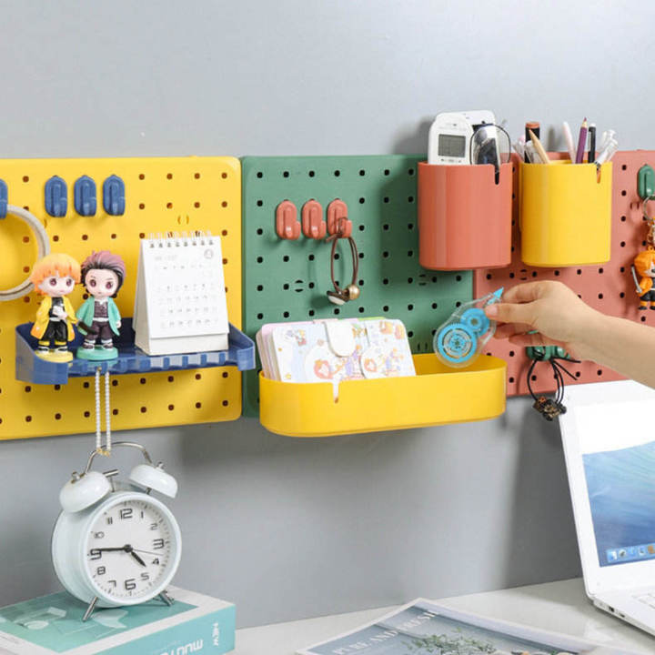 Wall Peg Board Portable Hanging Metal Holes Rack Stacking Shelves Non ...