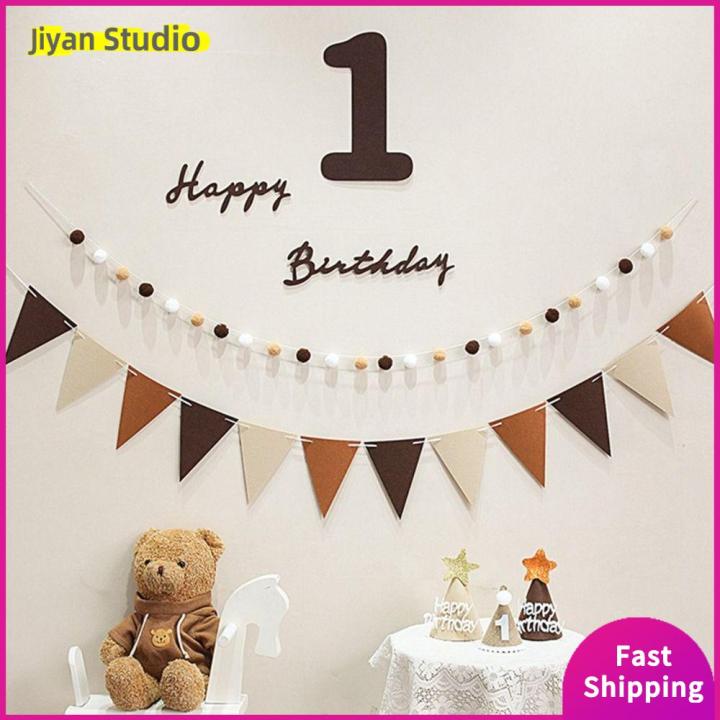 JIYAN2866 Felt Digital Felt Birthday Banner Happy Birthday Garland Pull ...