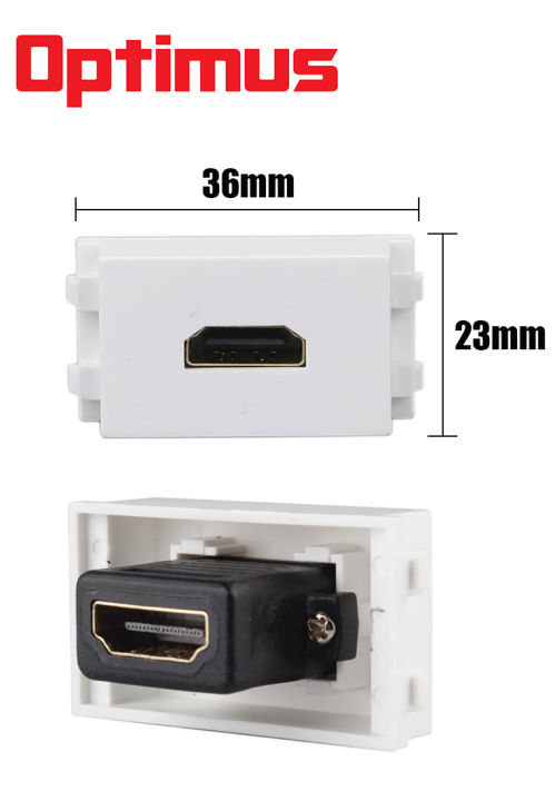 Optimus HDMI Wall Outlet 23x36mm Back Side HDMI Straight Socket Model ...