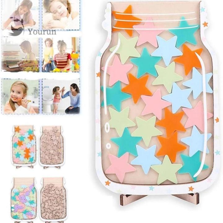 YOURUN Cartoon Positive Behavior Rewards Jar Heart Wooden Classroom ...