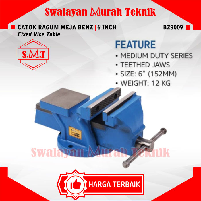Catok Ragum Meja 6 inch BENZ BZ9009 Fixed Vice Table | Lazada Indonesia