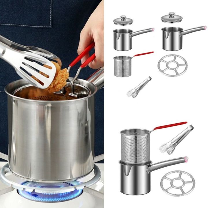 QUFUL Mini Deep Fryer Pot Mesh 304 Stainless Steel Chicken Fried Pan ...