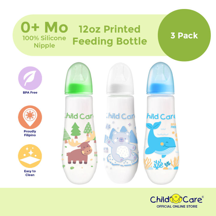 Child Care 12oz BPA FREE Printed Baby Round Plastic Feeding Bottle for ...