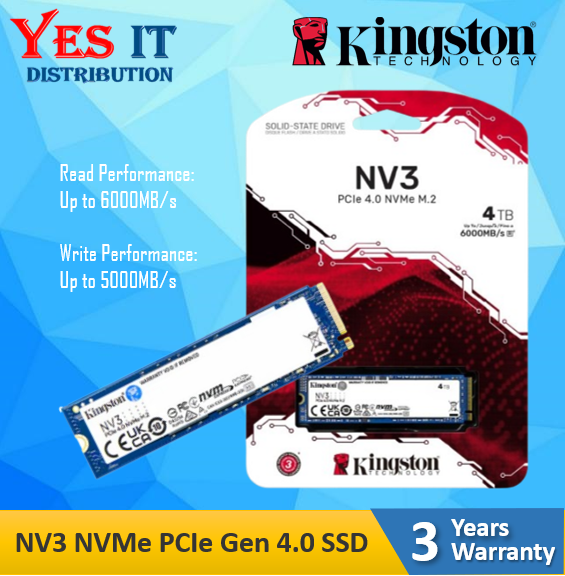 KINGSTON NV3 M.2 2280 NVMe PCIe GEN 4.0 INTERNAL SSD (500GB / 1TB / 2TB ...