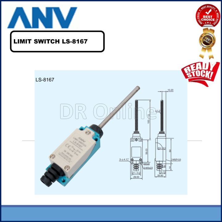 ANV LIMIT SWITCH LS-8167 SPRING WIRE WITH METAL HEAD,LS 8 SERIES(ANV-LS ...