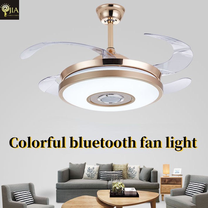 JIA simple personality invisible 42 inch remote control fan light LED ...