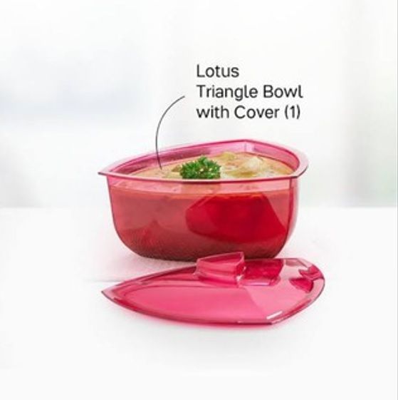 1 pc - Lotus Triangle Bowl With Cover Tupperware | Lazada Indonesia