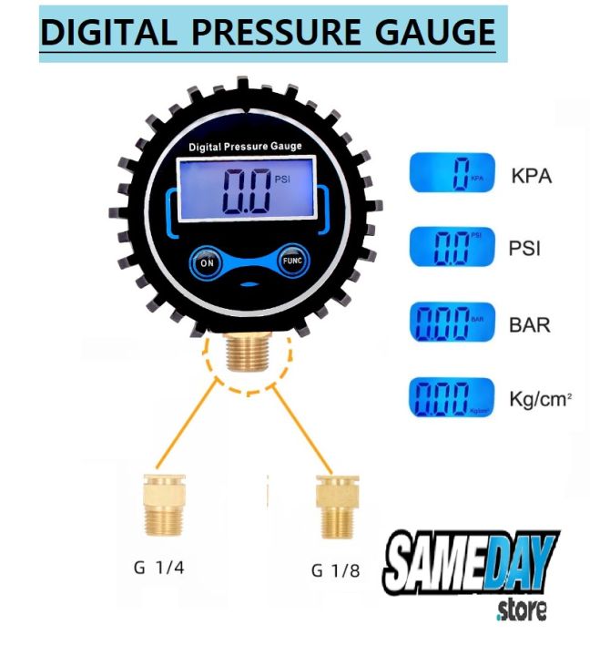 Manometer Digital Pressure Gauge Pengukur Tekanan Angin 200 PSI Meter ...