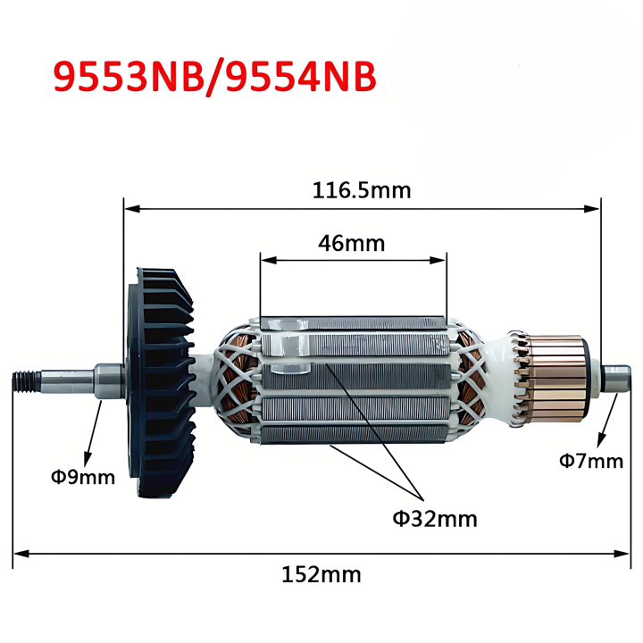 Original Armature Rotor AC220V-240V For Mak ita Angle Grinder 9553NB ...