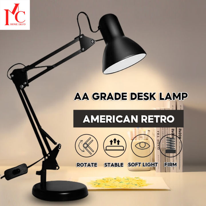 Metal Adjustable Long Swing Arm Work Led Desk Lamp Study Room Table ...