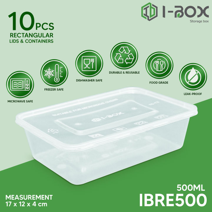 10PCS Microwavable Plastic Food Containers | Rectangular | 500ml ...
