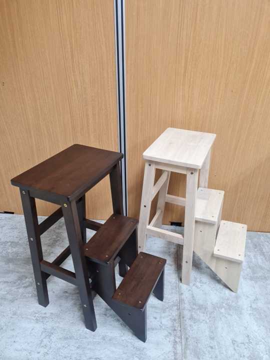 Heavy Duty 3 Step Chair Rubberwood Solid wood Tangga Ladder Heavyduty ...