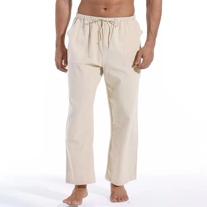 King Billion Large Size Pants Men Straight Cotton Linen Trousers Long ...