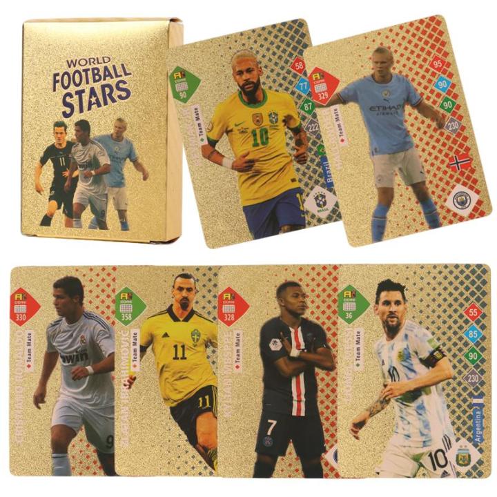 55Pcs/Box No-Repeat World Football Star Golden Cards Limited Signature ...