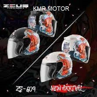 ZEUS HELMET GJ-609 GJ609 124 WHITE / BLACK WITH SMOKE VISOR | Lazada