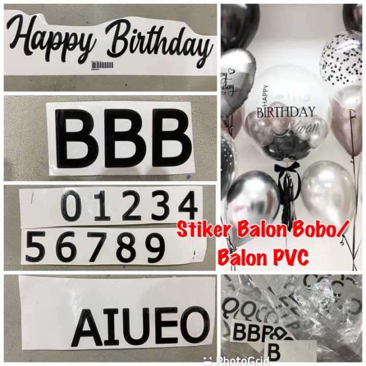 (1huruf) Stiker balon PVC stiker balon Bobo balon stiker balon buket ...
