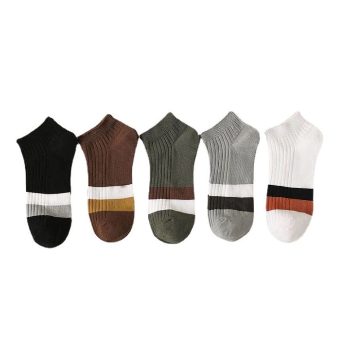 Trendy 5-10 pairs in a bag summer breathable striped color-block Unisex ...