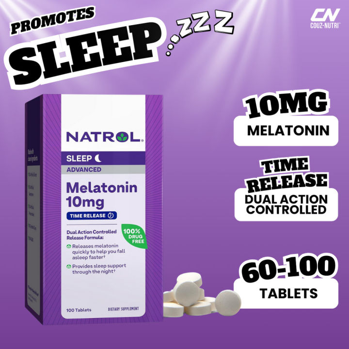 Natrol, Melatonin, Time Release, Fast Dissolve, Dual Action 60-100 ...