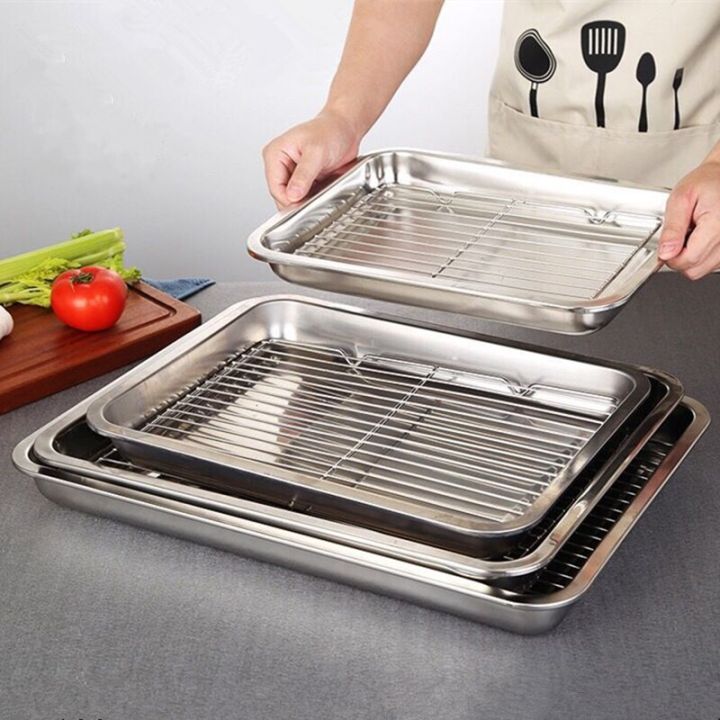 Rectangular Storage Plates Oven Baking Tray Oil Filter Pan Stainless ...
